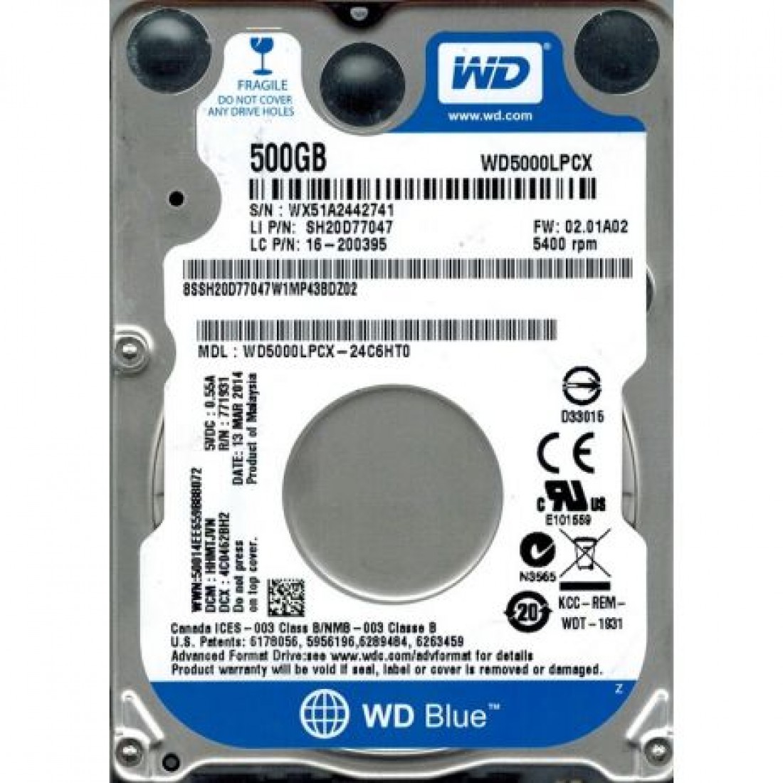 Western Digital 500Gb 5400Rpm 8Mb Hdd Slim - HDD-254